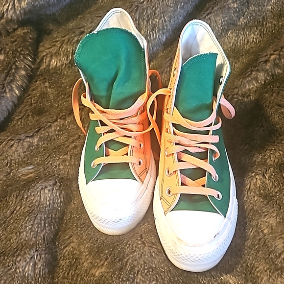 Converse | Shoes | Custom Platform Converse Pink And Green | Poshmark